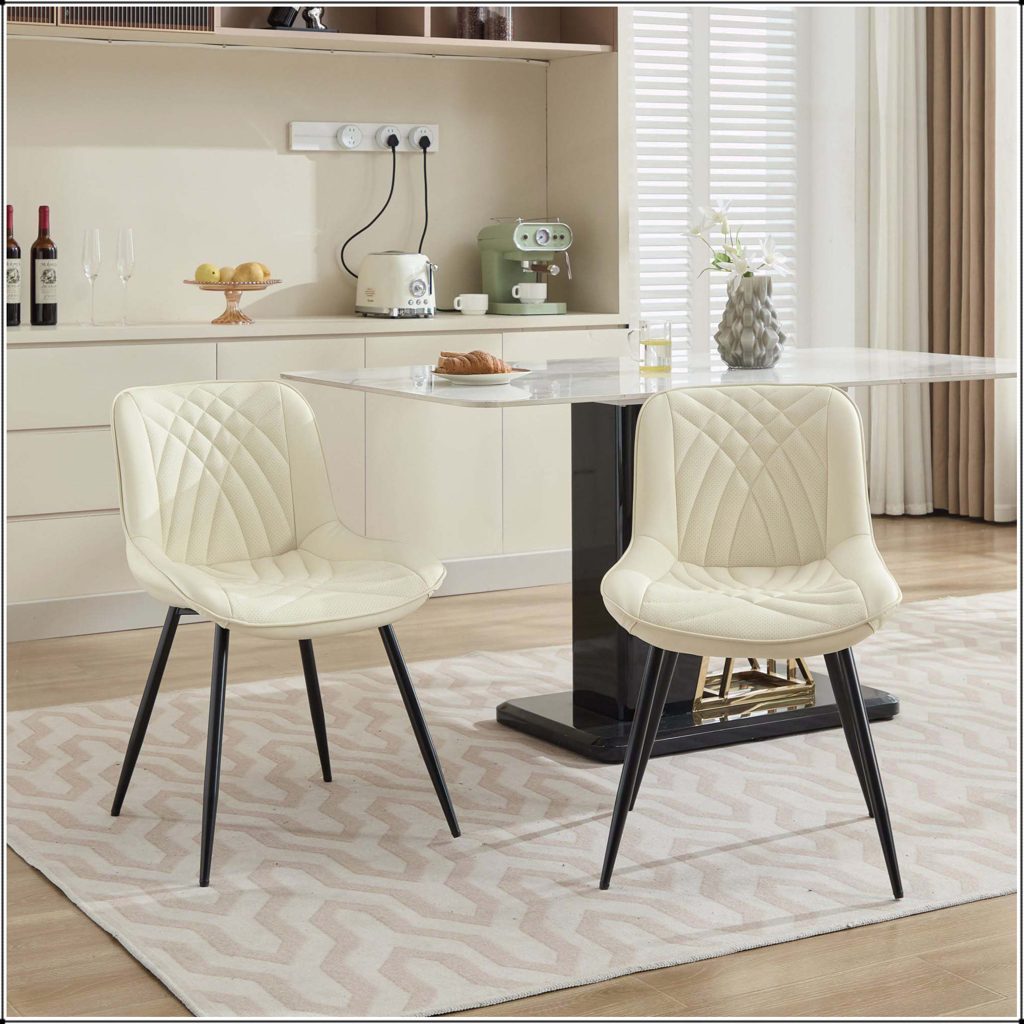 George Oliver Modern Double-Layer Cushioned Dining Chairs Set with ...