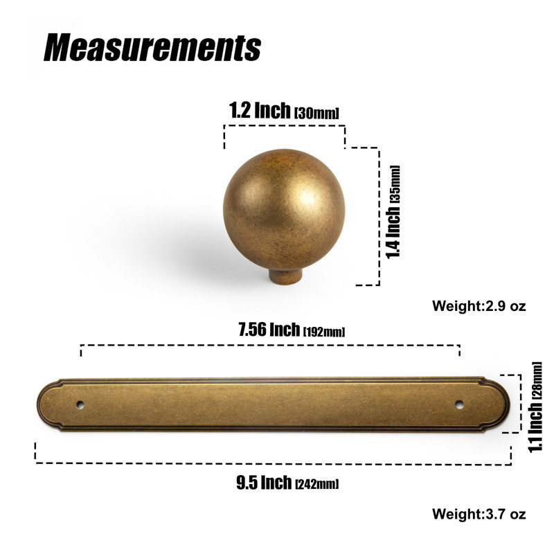 GOO-KI 7 9/16 "Elegant Brass Door Handle With Spherical Ends | Wayfair