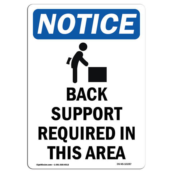SignMission Back Support Required Sign with Symbol | Wayfair