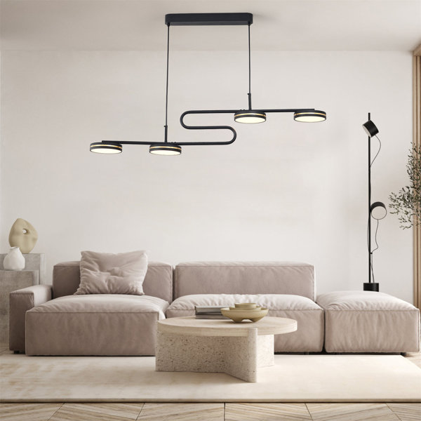 Wrought Studio Elorah 4 - Light Black LED Kitchen Island Pendant | Wayfair