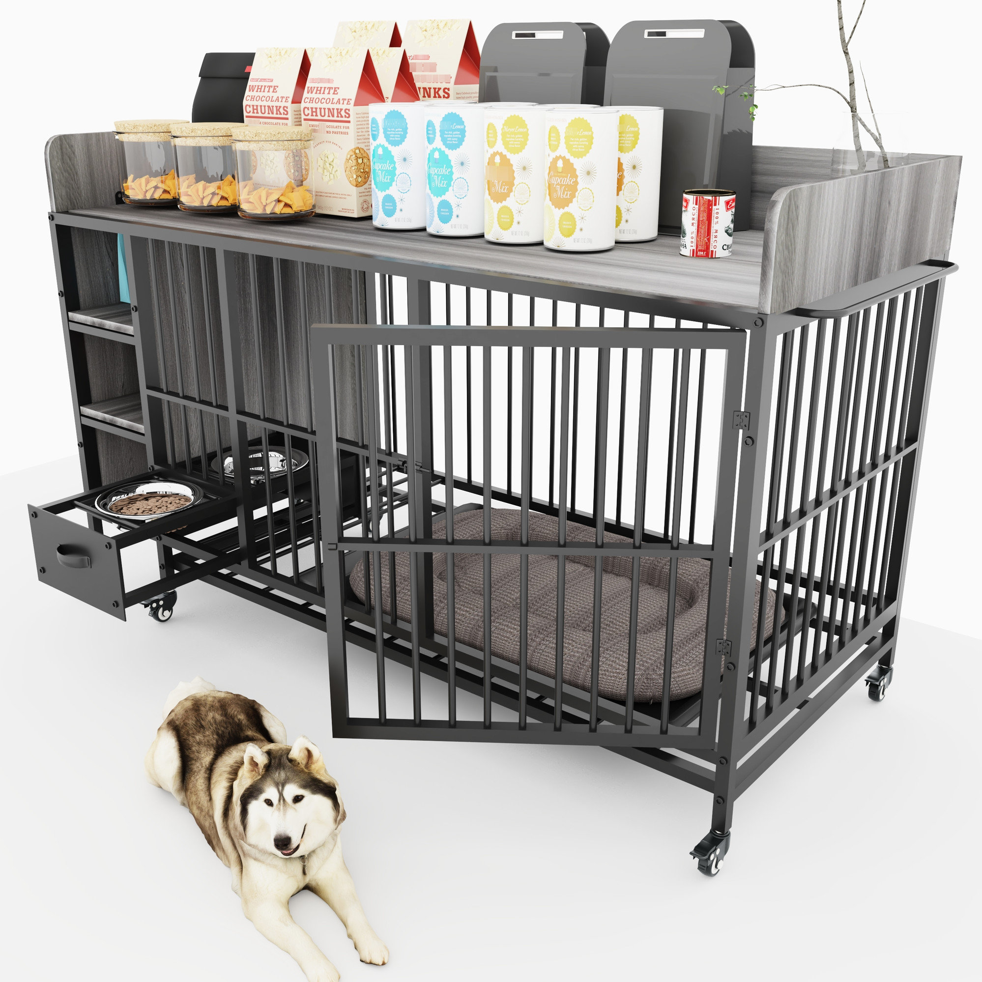 Tucker Murphy Pet™ Large Pet Cage With Roller And Basin: Iron | Wayfair
