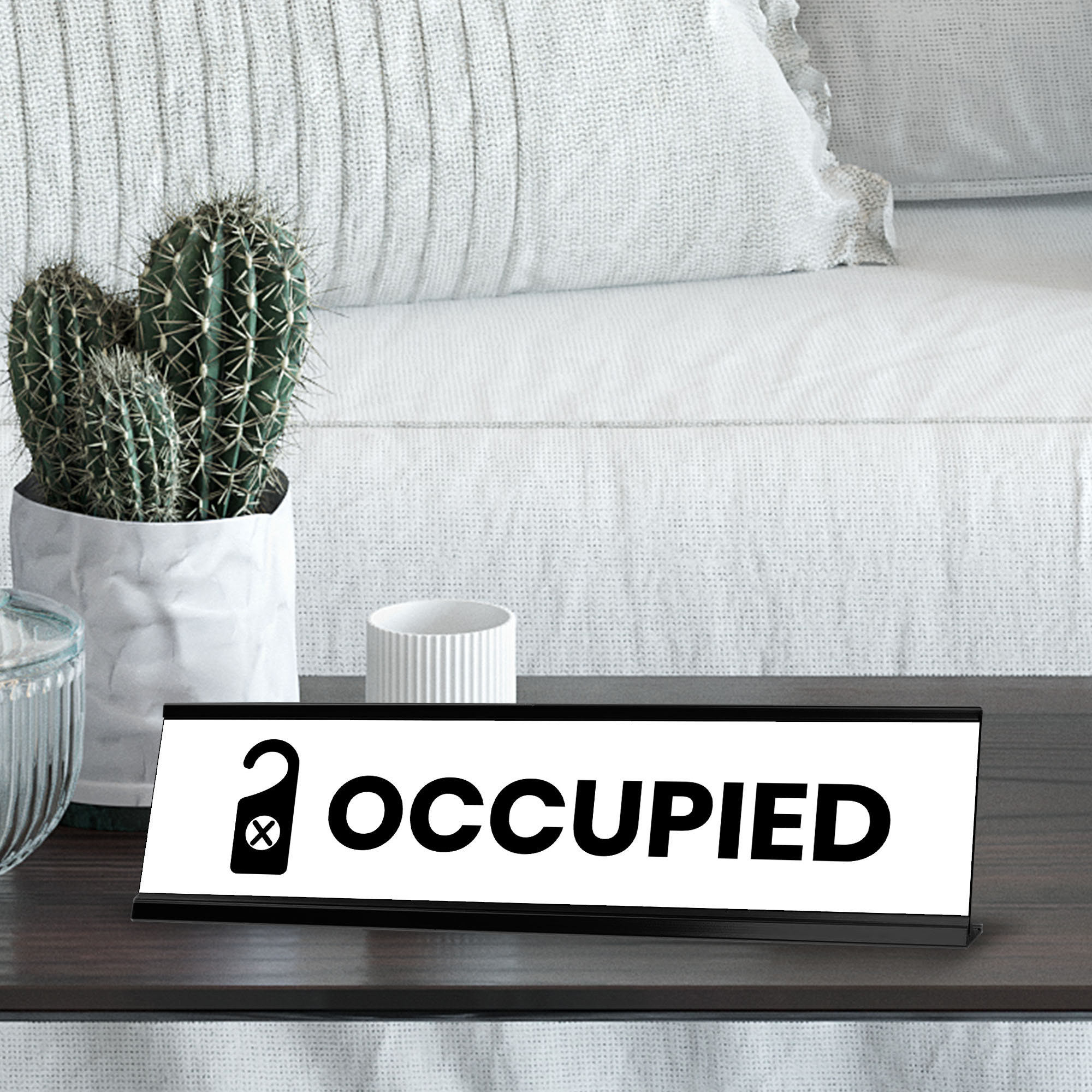 Signs ByLITA Occupied, Black Frame Desk Sign (2X8) - Wayfair Canada