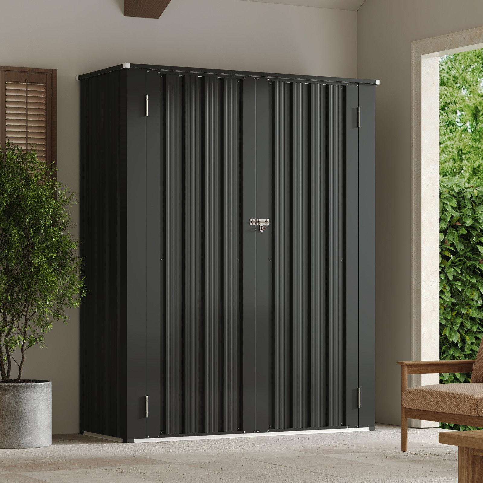 Aoxun 68.5" H Vertical Shed Outdoor Storage Cabinet Outdoor & Indoor ...