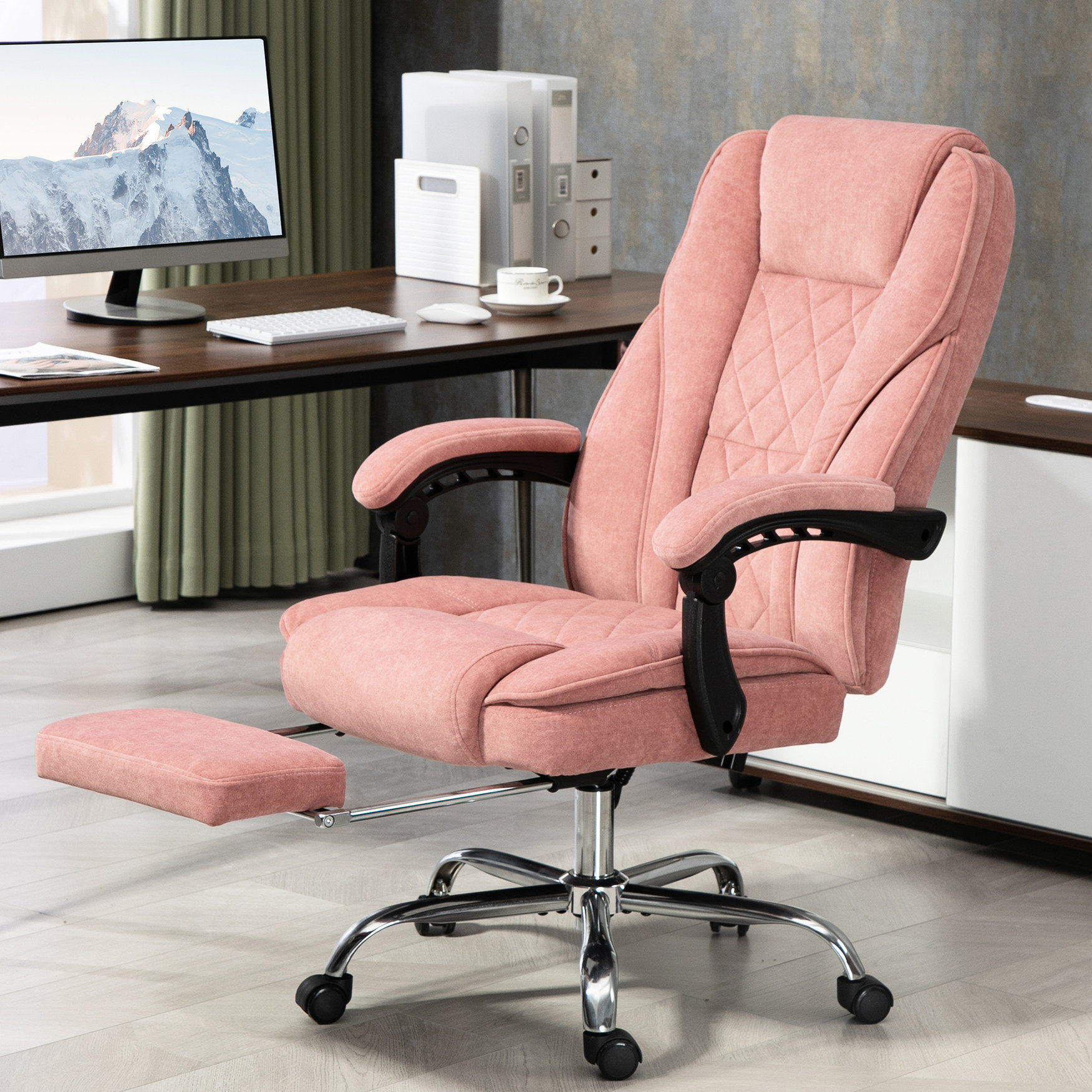 Wildon Home® Office Chair - Pink, 6 Vibration Point & Heat, Reclining ...