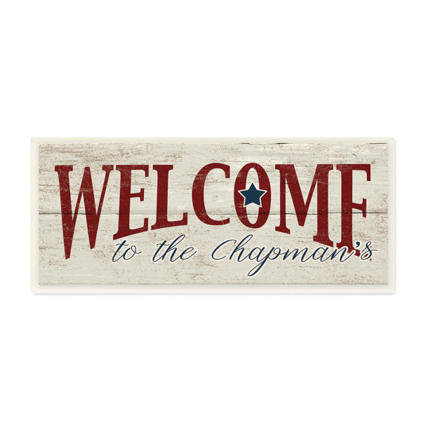 Stupell Industries " Family Personalized White Americana Welcome Sign ...