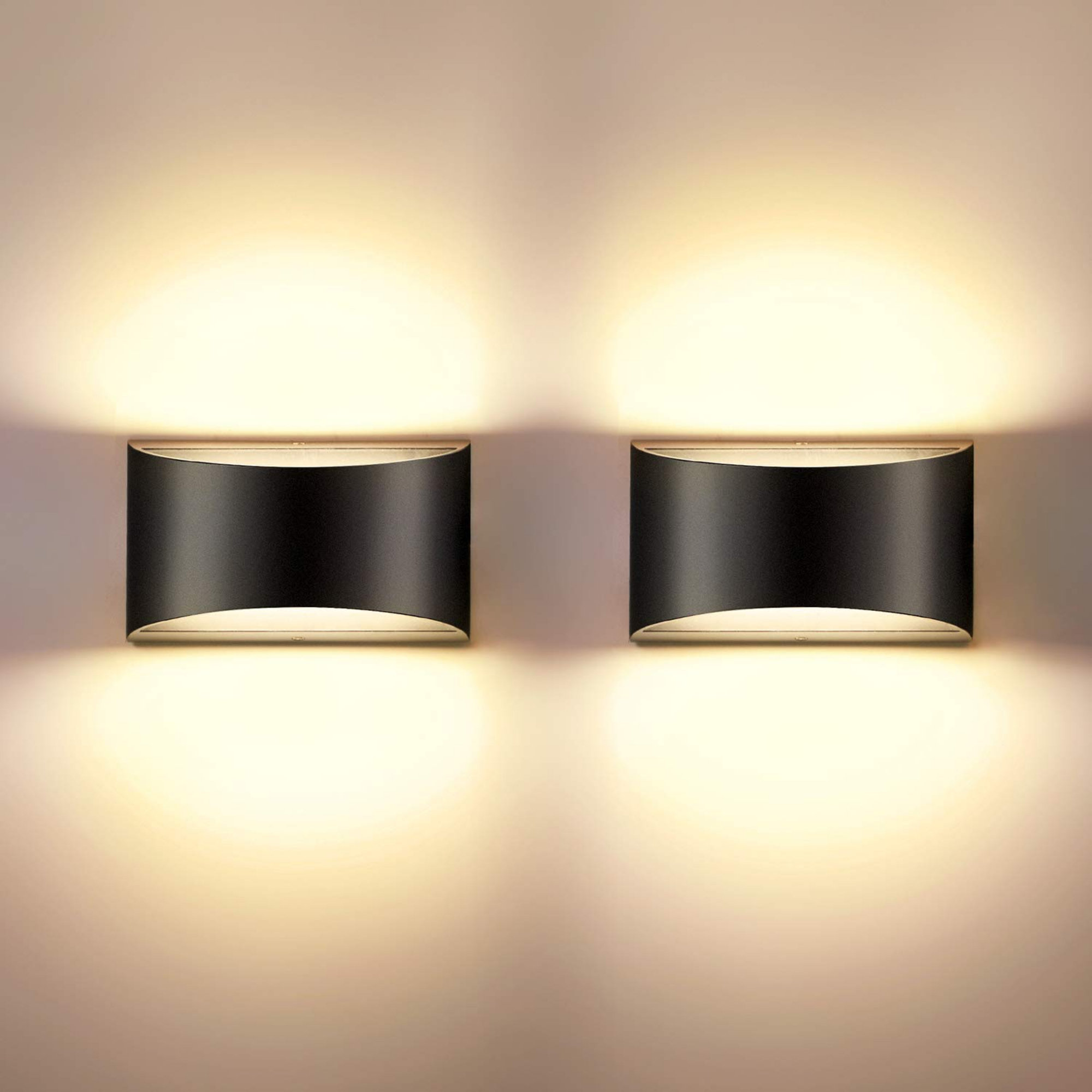 Orren Ellis Ndoor Dimmable Wall Sconces Sets Of 2, Modern Black Led Up ...