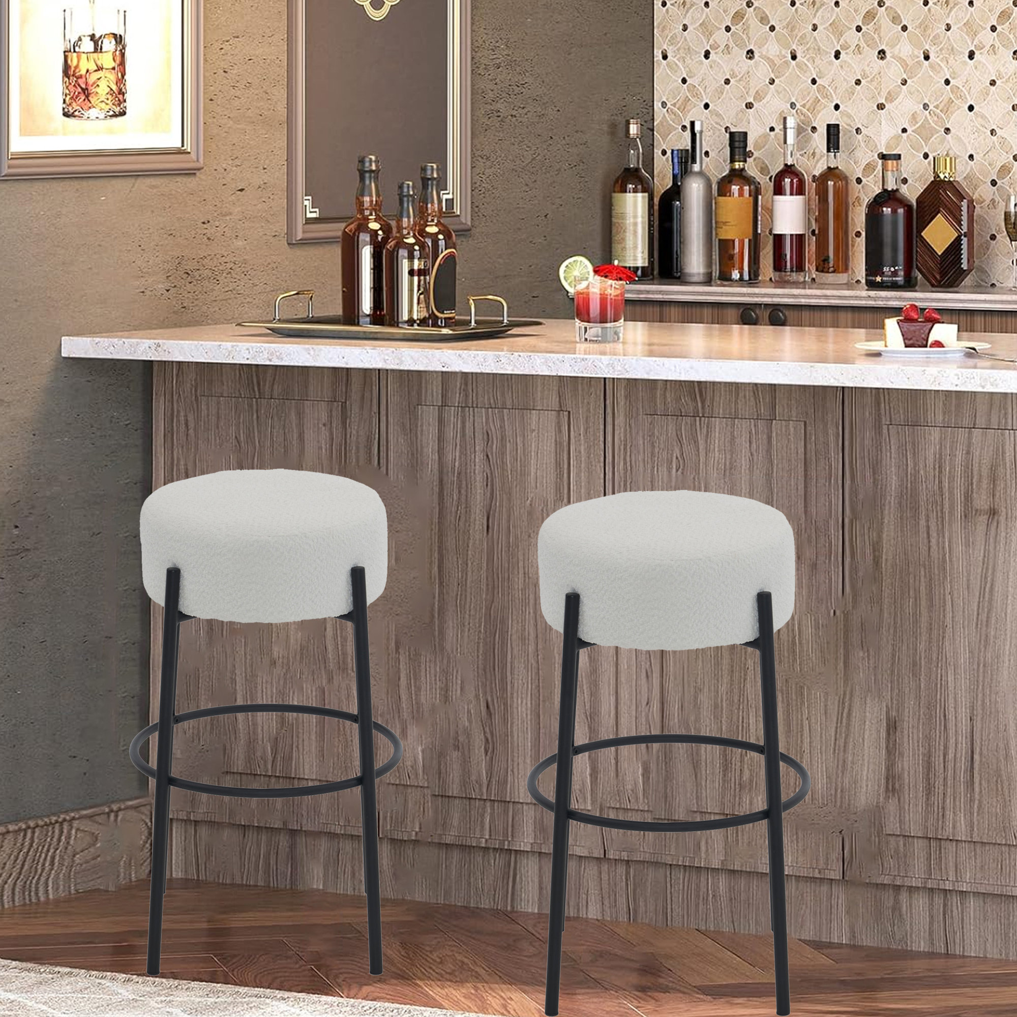 George Oliver 30'' Counter Height Upholstered Bar Stools Set of 2 ...