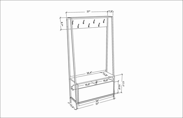 Wade Logan® Andreous Hall Tree 37'' Wide with Shoe Storage & Reviews ...