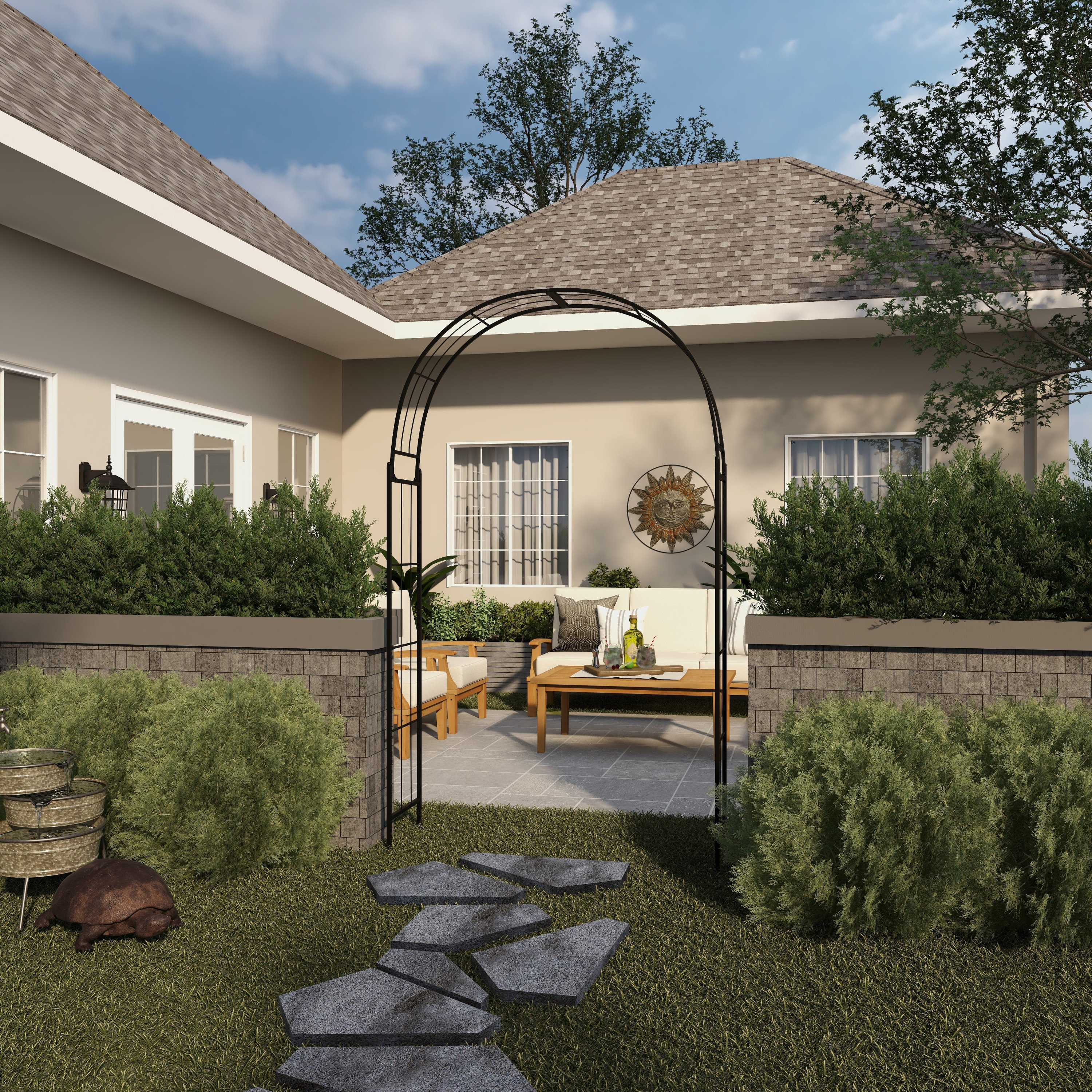Red Barrel Studio® Coletin Metal Indoor Outdoor Arched Garden Arbor ...