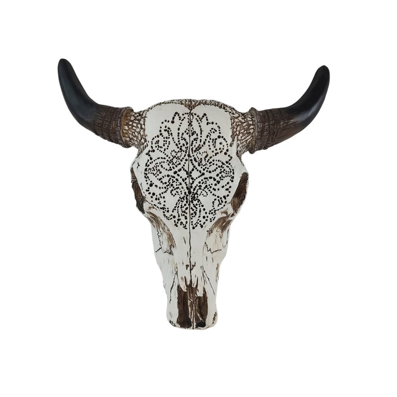Union Rustic Decorative Distressed Western Tooled Cow Bull Skull with ...