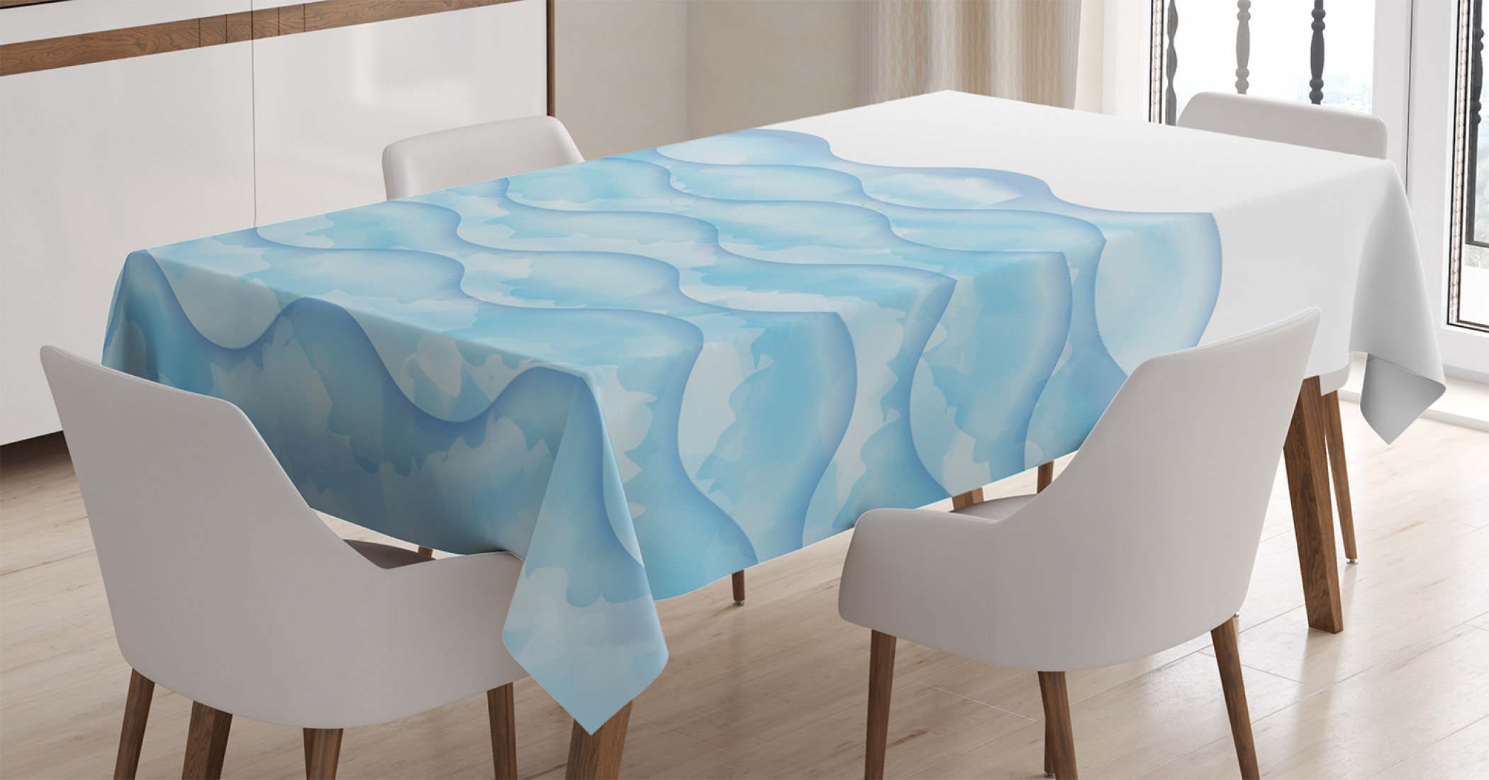 East Urban Home Ocean Tablecloth, Sea Waves Illustration Features ...