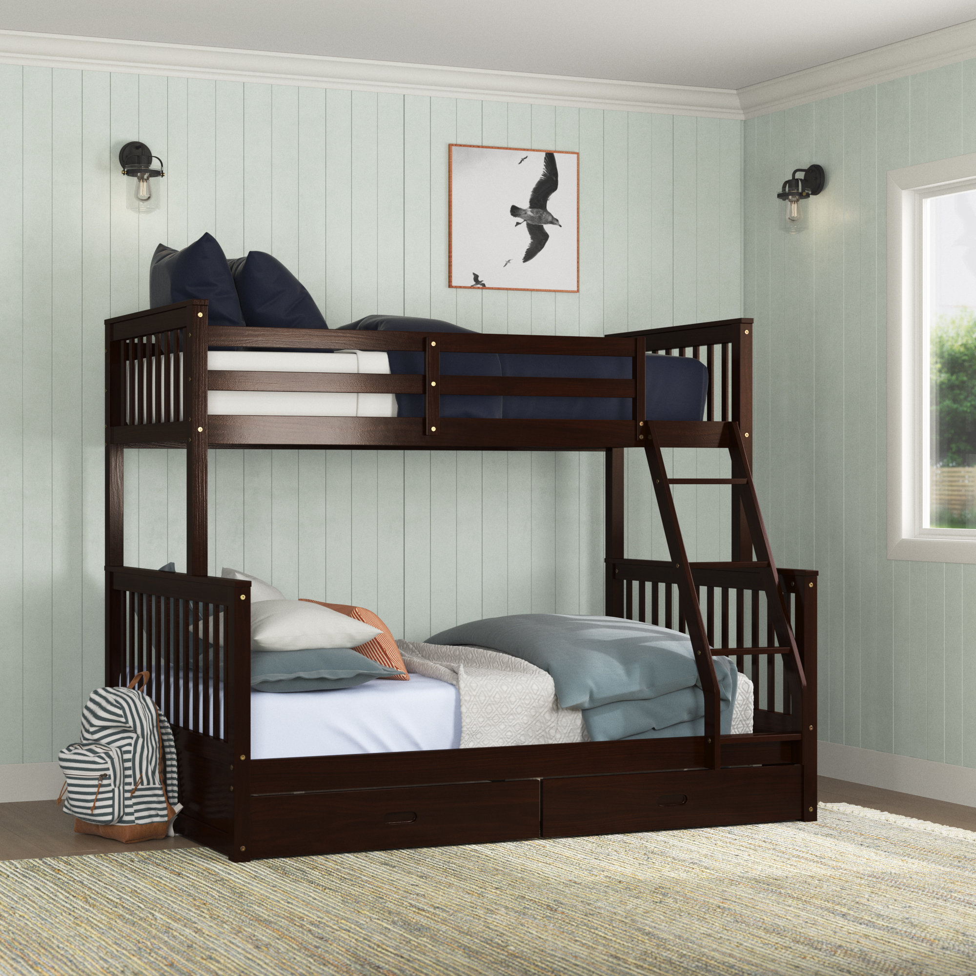 Sand & Stable™ Reston Twin-Over-Full Convertible Bunk Bed with 2 ...