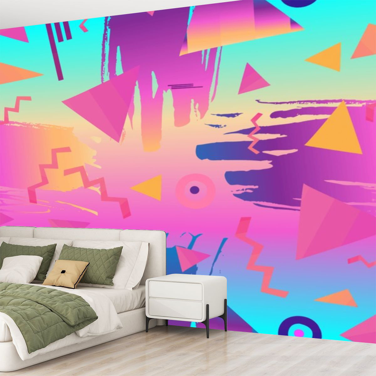 Ivy Bronx Peel and Stick Canvas Wallpaper Wall Mural Retro vintage 80s ...