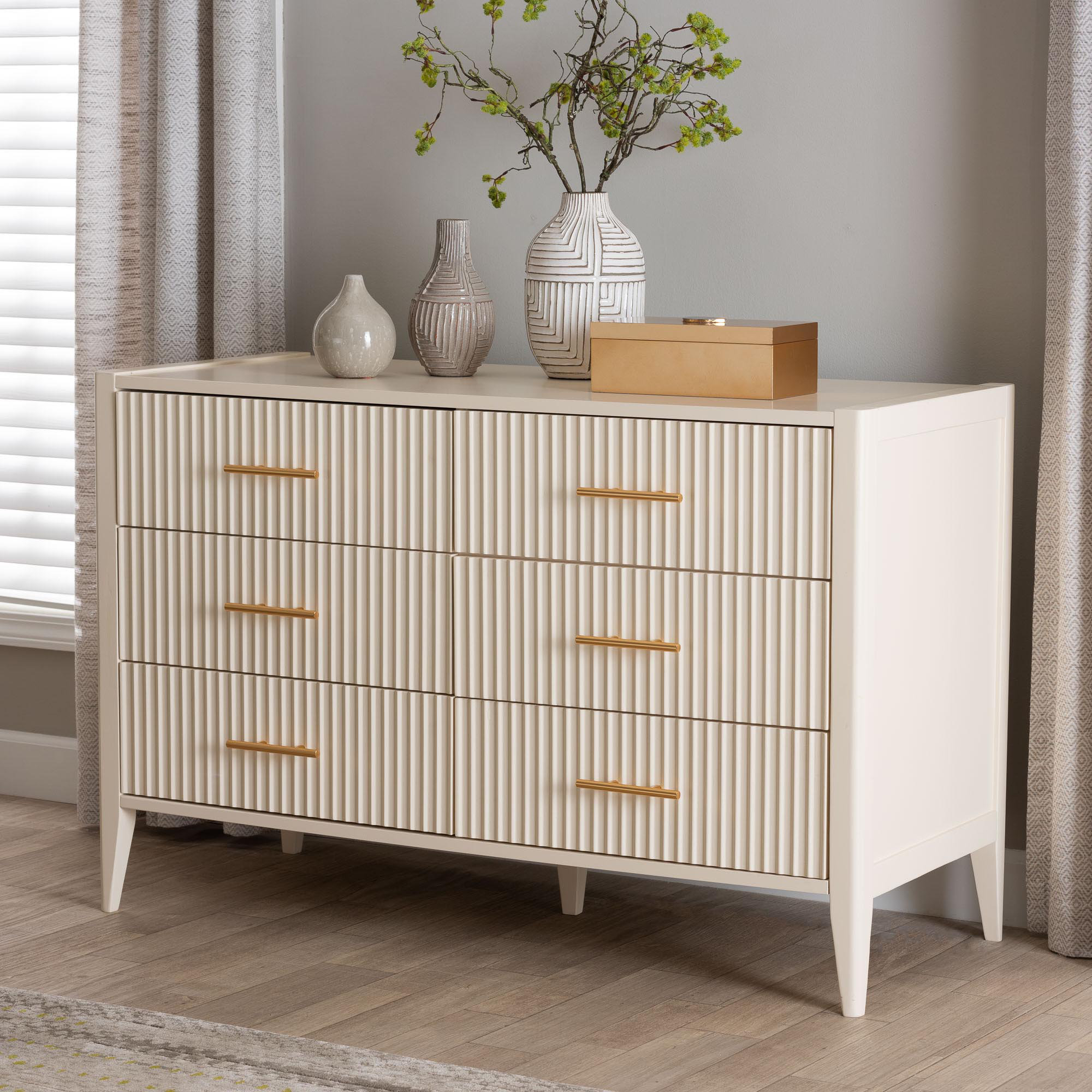 Ebern Designs Wooley Mid-Century Fluted Wood 6-Drawer Dresser - Wayfair ...