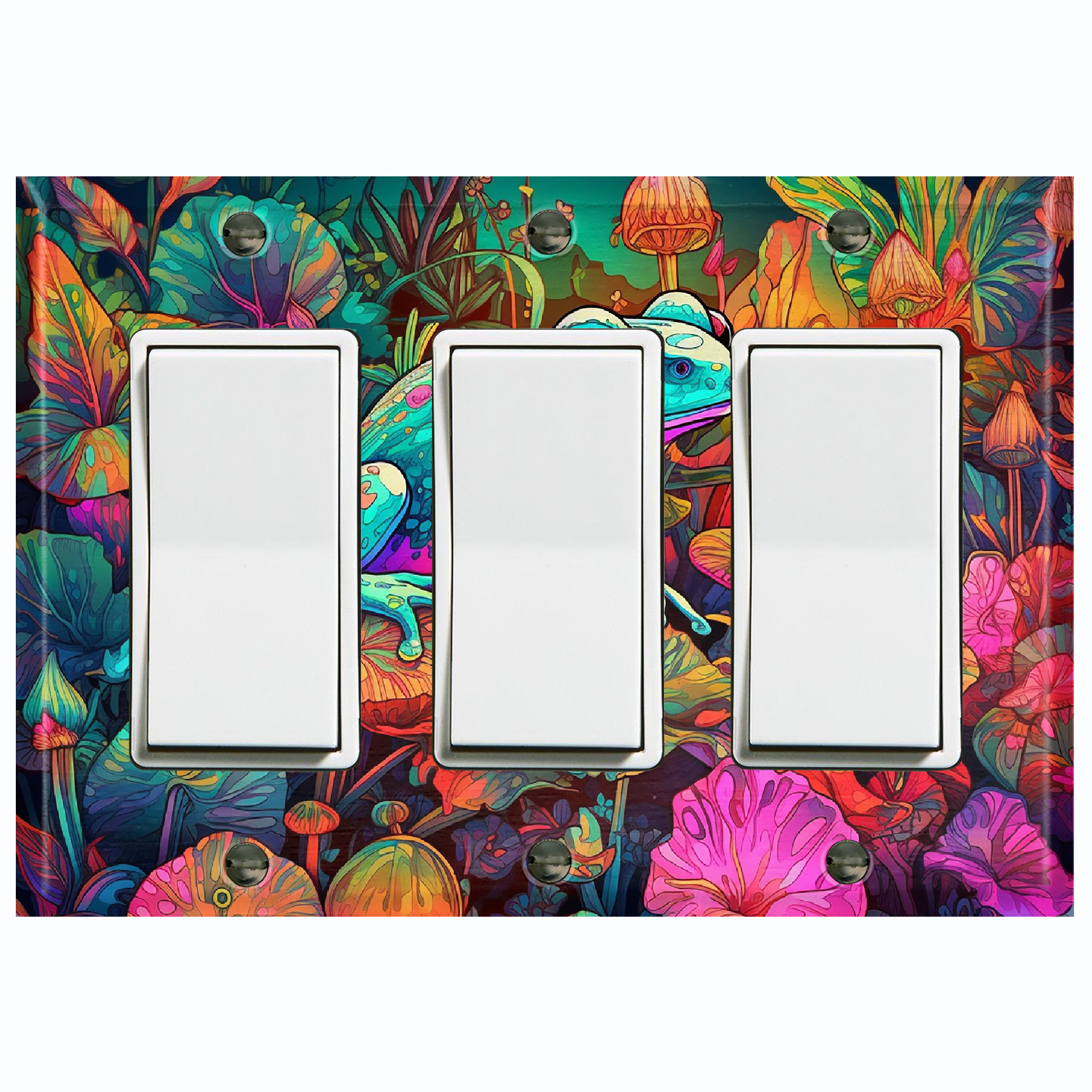 WorldAcc Metal Light Switch Plate Outlet Cover (Colorful Frog Marsh ...