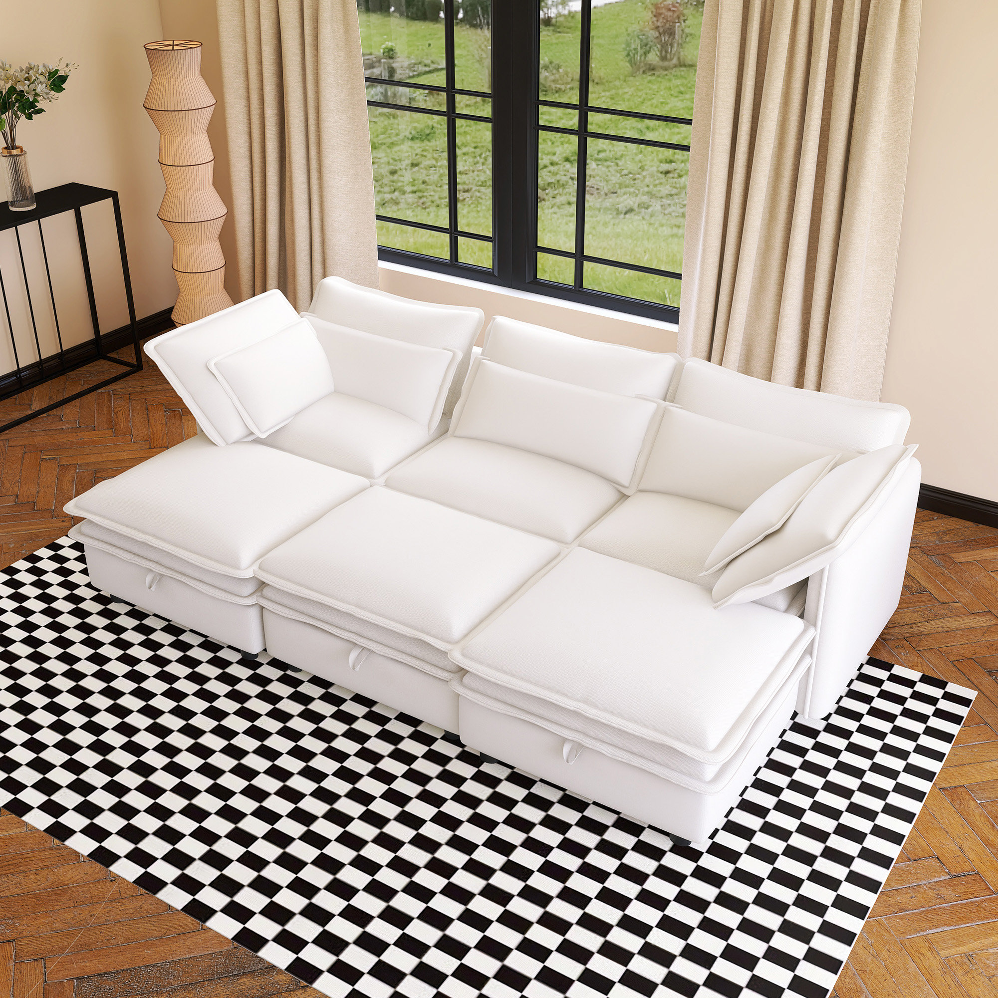 Ebern Designs Double-Layer Cushion Modern Large U-Shaped Modular Sofa ...