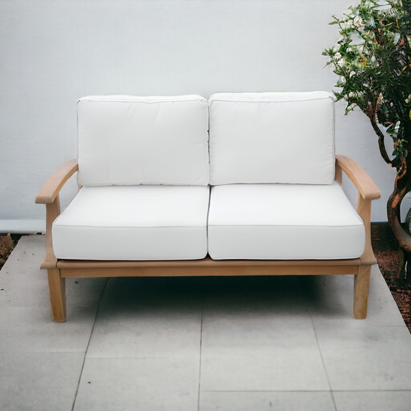 Rosecliff Heights Galvan 56.94'' Teak Outdoor Patio Sofa | Wayfair