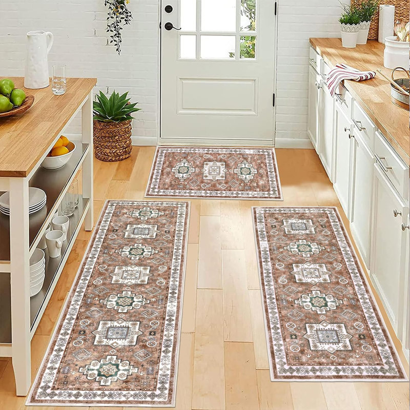 Bungalow Rose Farmhouse Kitchen Rugs Sets of 3 Non Slip | Wayfair