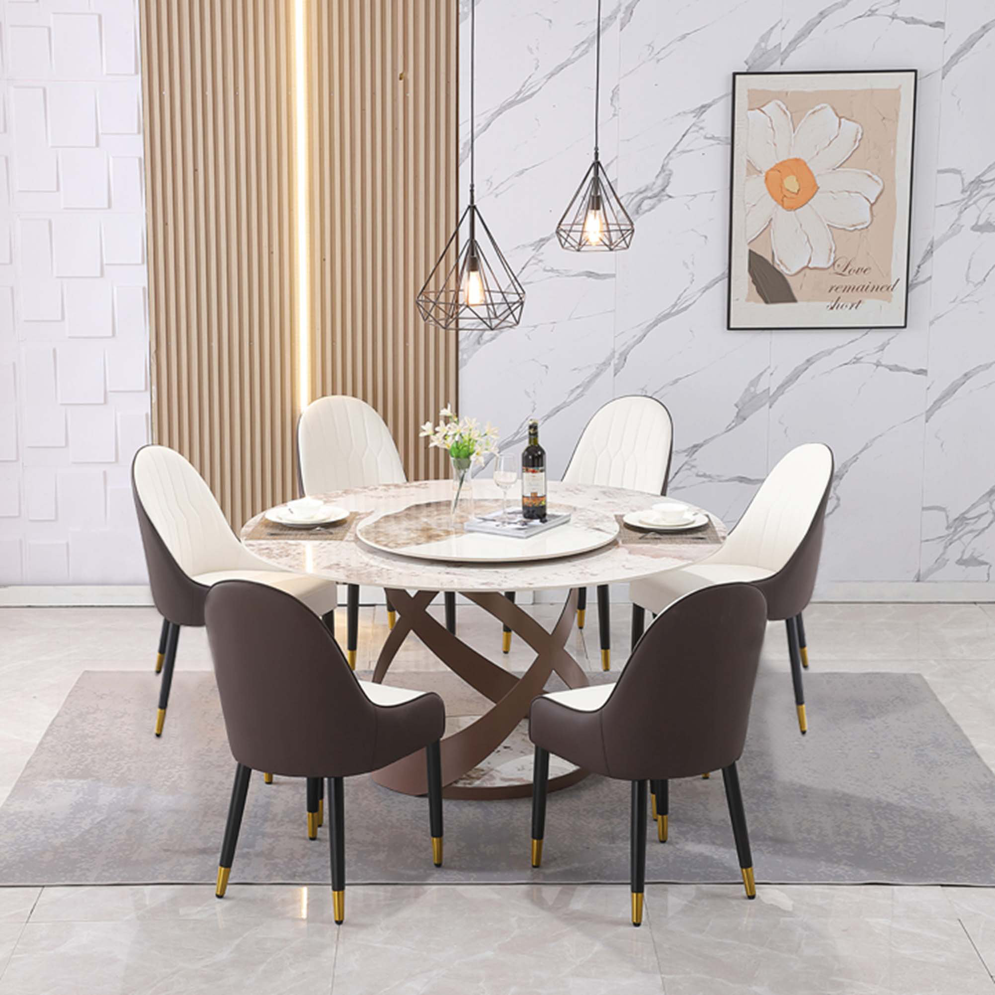 Corrigan Studio® Modern Sintered Stone Dining Table With Round ...