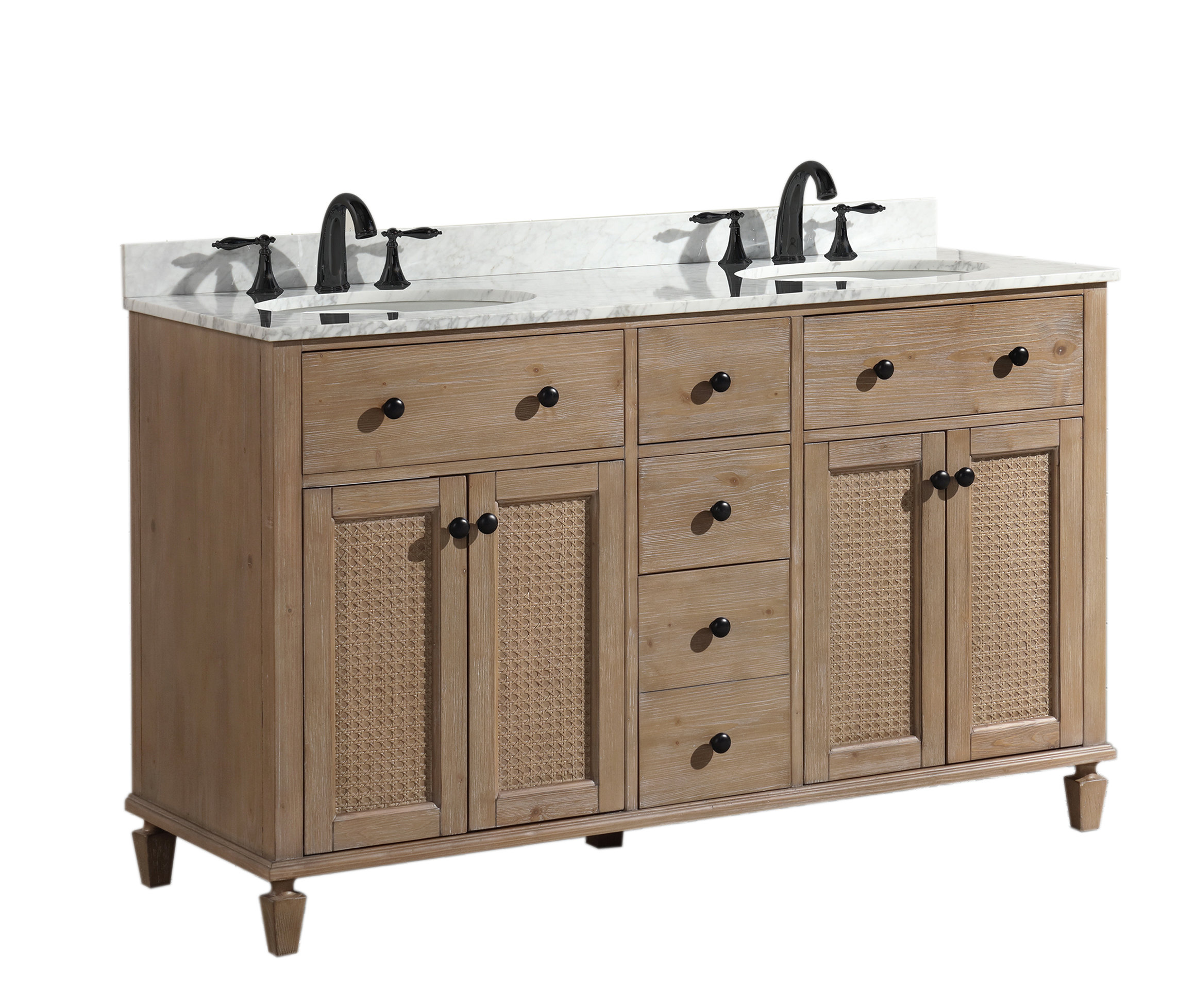 Bayou Breeze 55'' Bathroom Vanity With Carrera Marble Top, Pre ...