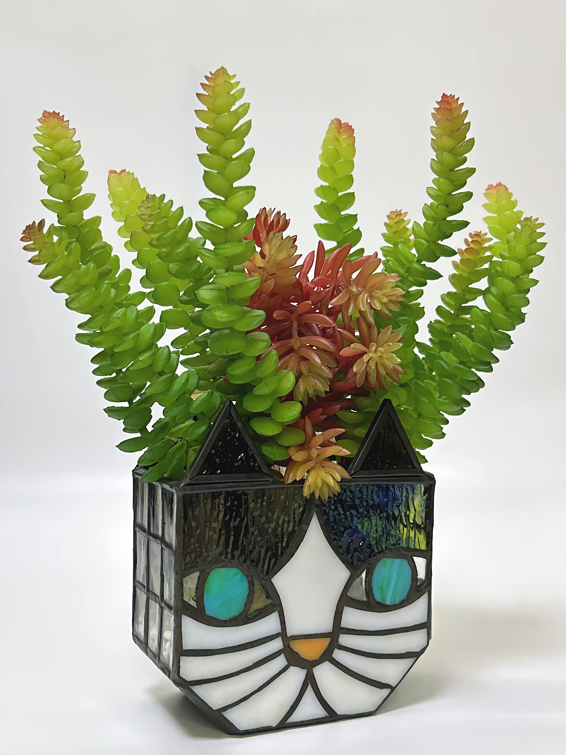 Lark Manor™ Cute Cat Stained Glass Flower Pots | Wayfair