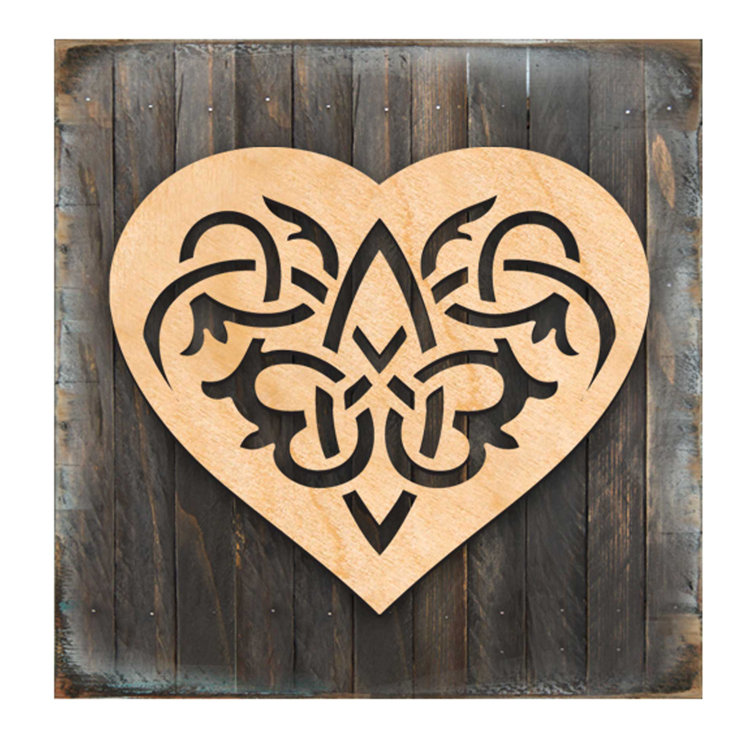 World Menagerie Heart Wooden Block Celtic Spiral Heart Wall Decor | Wayfair