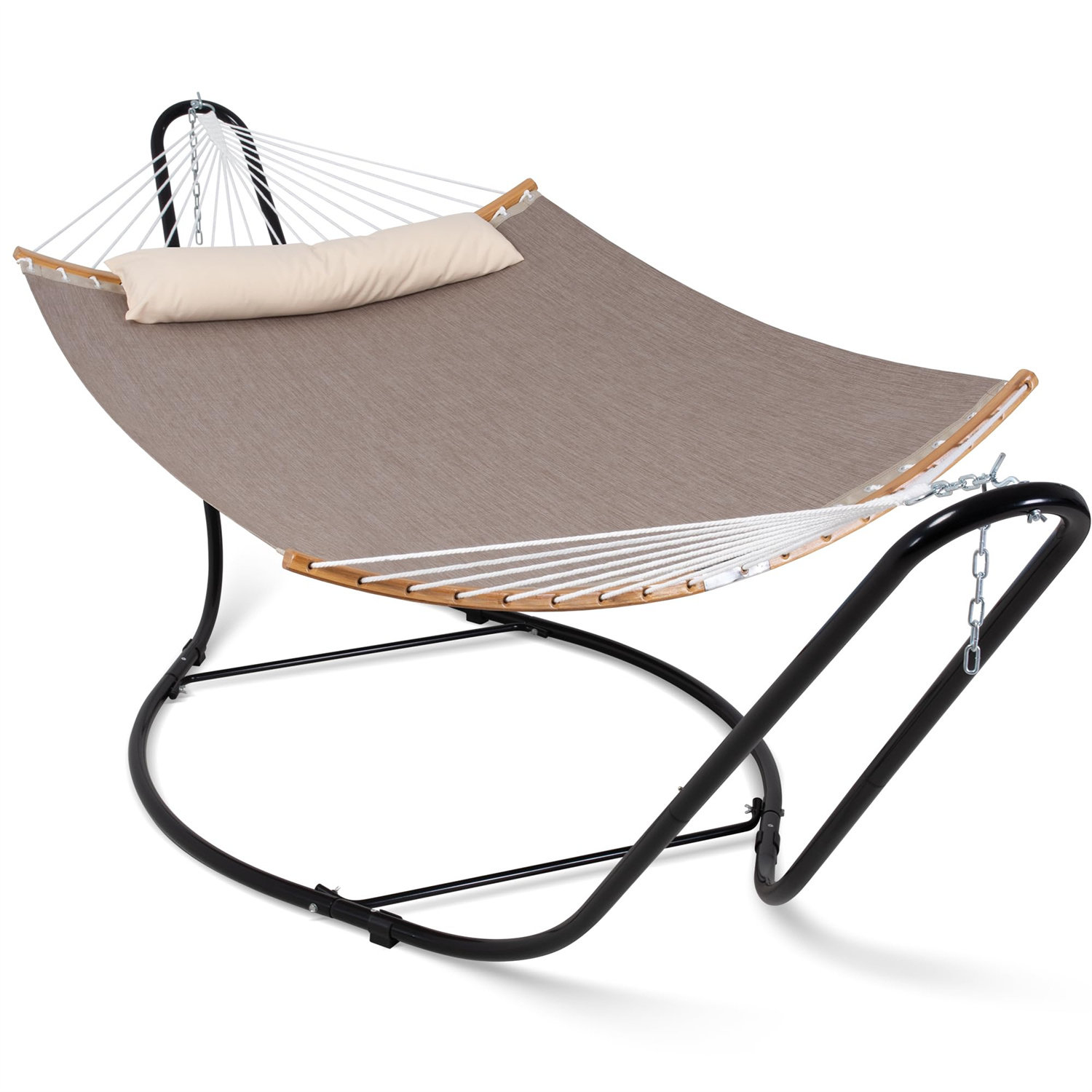 Arlmont & Co. Double Hammock with Curved Spreader Bar, Stand Included ...