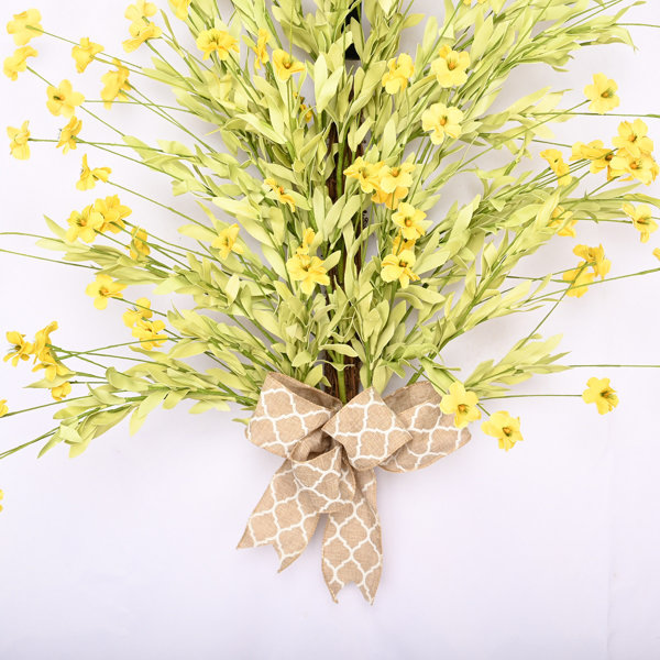 Primrue 30" Faux Spring Summer Front Door Swag with Blossoms Cluster ...