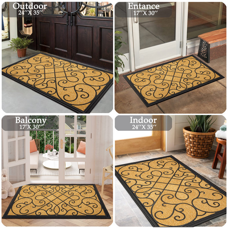 Red Barrel Studio® Non-Slip Floral Outdoor Doormat & Reviews | Wayfair