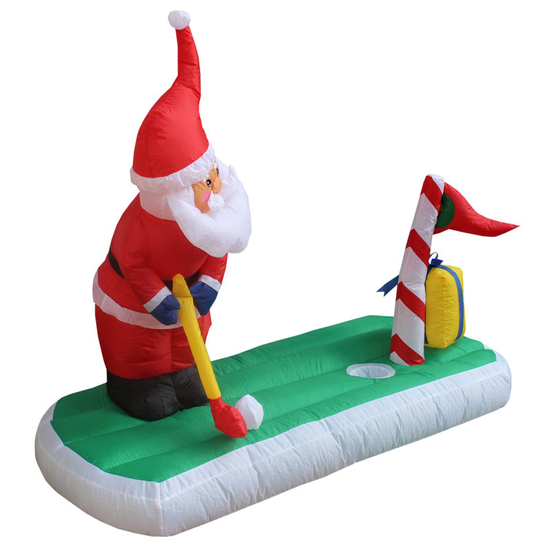 The Holiday Aisle® 5 Foot Long Lighted Christmas Inflatable Santa Claus ...