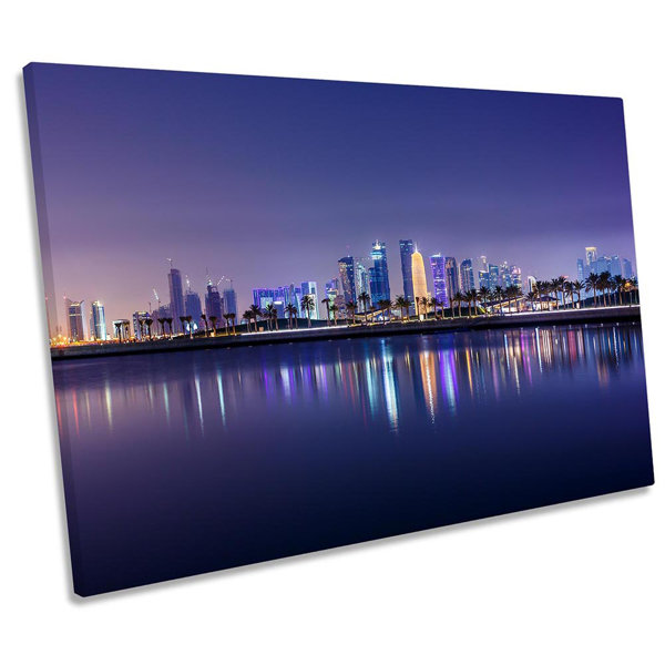 Ebern Designs Doha Skyline City Qatar Framed - Wrapped Canvas Print ...