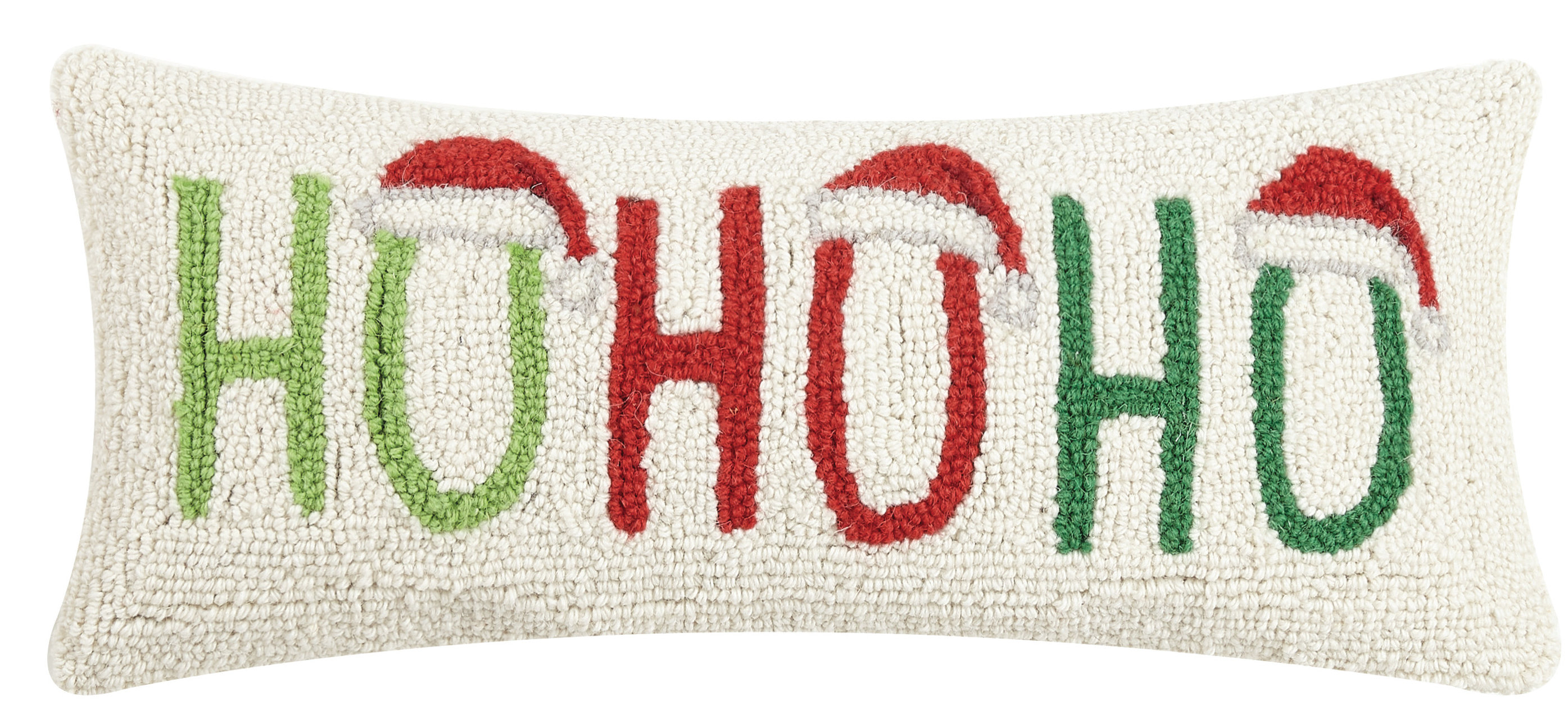Mistletoe and Co. Christmas Ho Ho Ho Hook Wool Lumbar Pillow | Wayfair