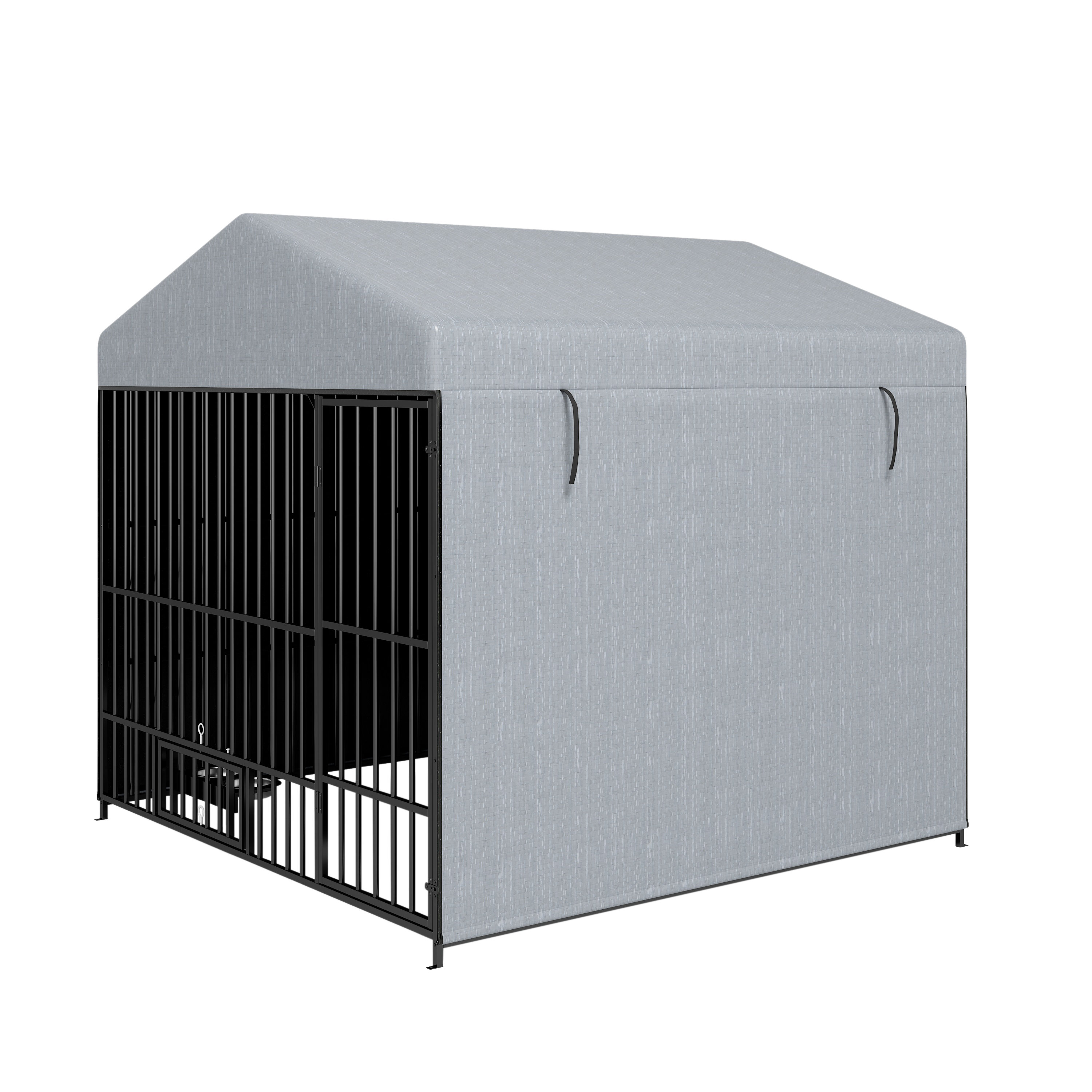 17 Stories 78'' Large Dog Kennel Outdoor, Animal Hutch Metal Coop Fence ...