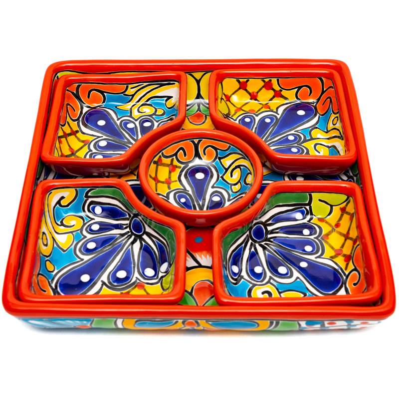 Bungalow Rose Luma Handmade Mexican Talavera Pottery Ceramic Serving ...
