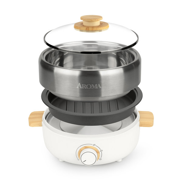 Aroma Housewares AMC-130 Whatever Pot, Indoor Grill, Hot Pot with Glass ...