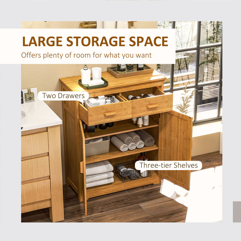Millwood Pines Storage Cabinet with 4 Shelves, Drawers | Wayfair