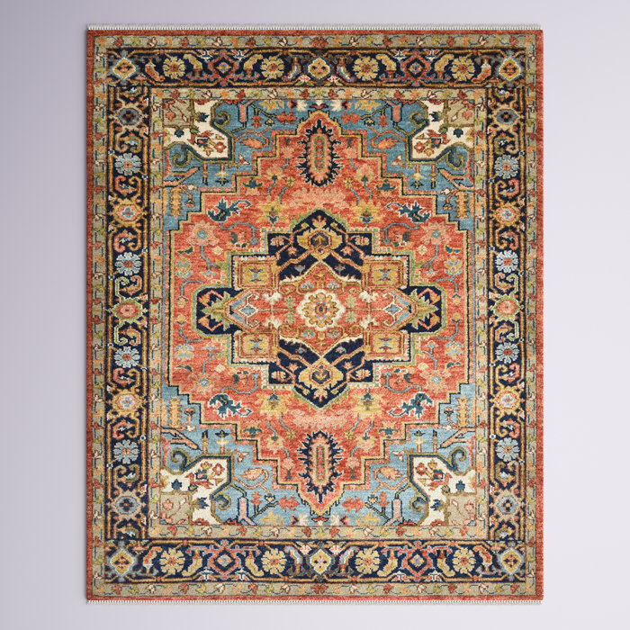 Langley Street Centerview Handmade Hand-Knotted Red/Blue/Yellow/Navy ...