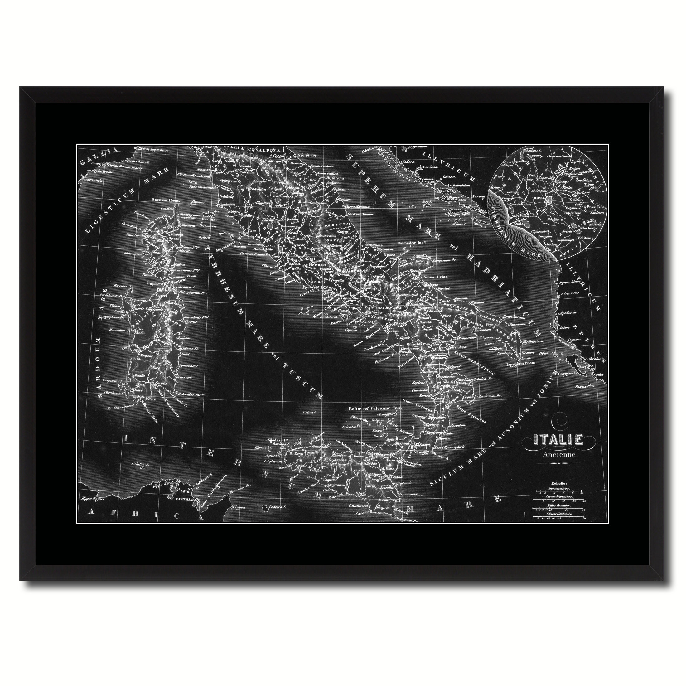Williston Forge Italy Rome Vintage Monochrome Map Canvas, 16x21, 28x37 ...
