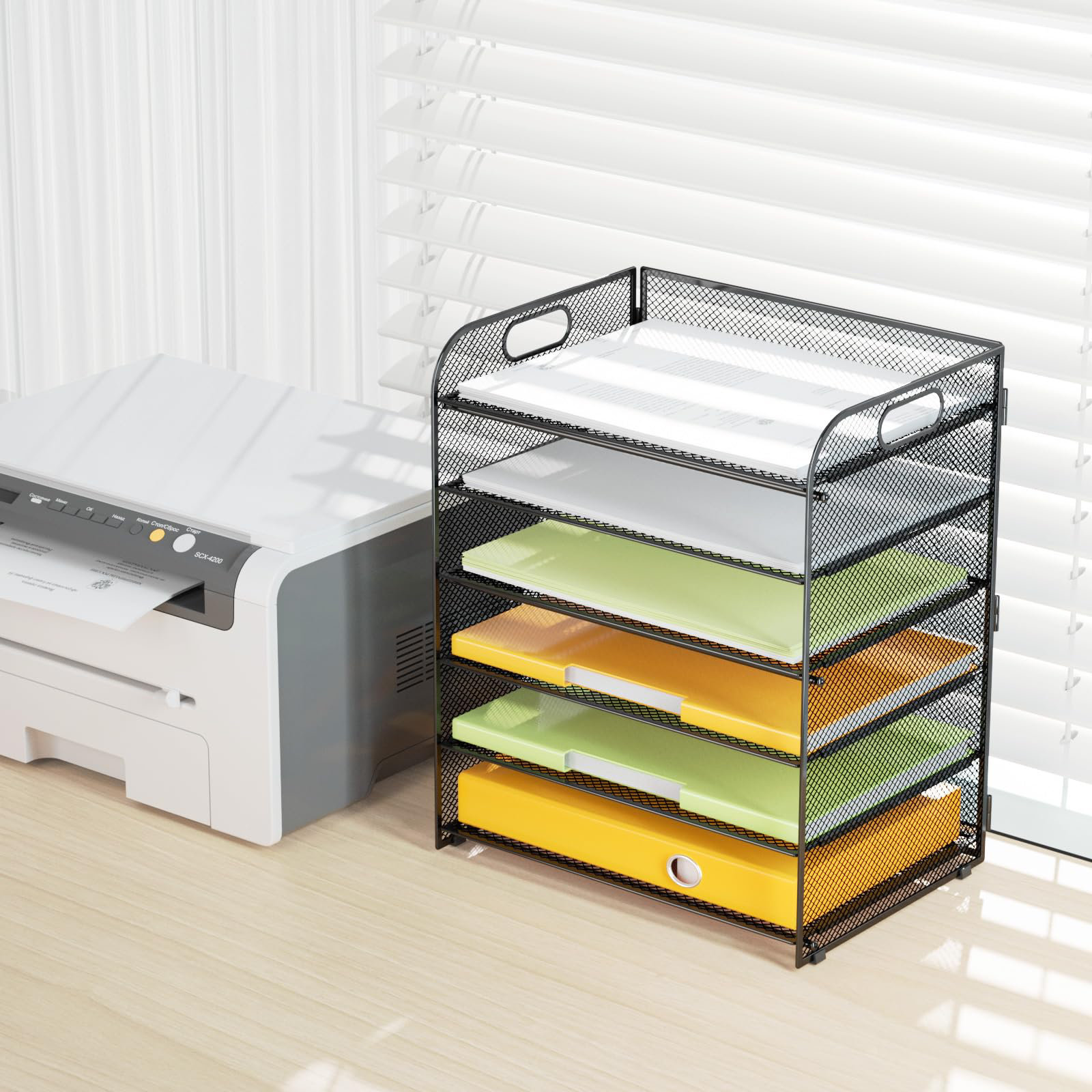 Inbox Zero 6 Tier Paper Letter Tray Organizer With Handles, Mesh Desk ...
