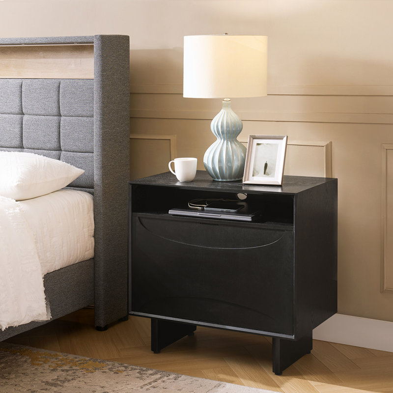 Hokku Designs Myhanh 28"Tall 2-Swivel Drawer Nightstand with Built-In ...