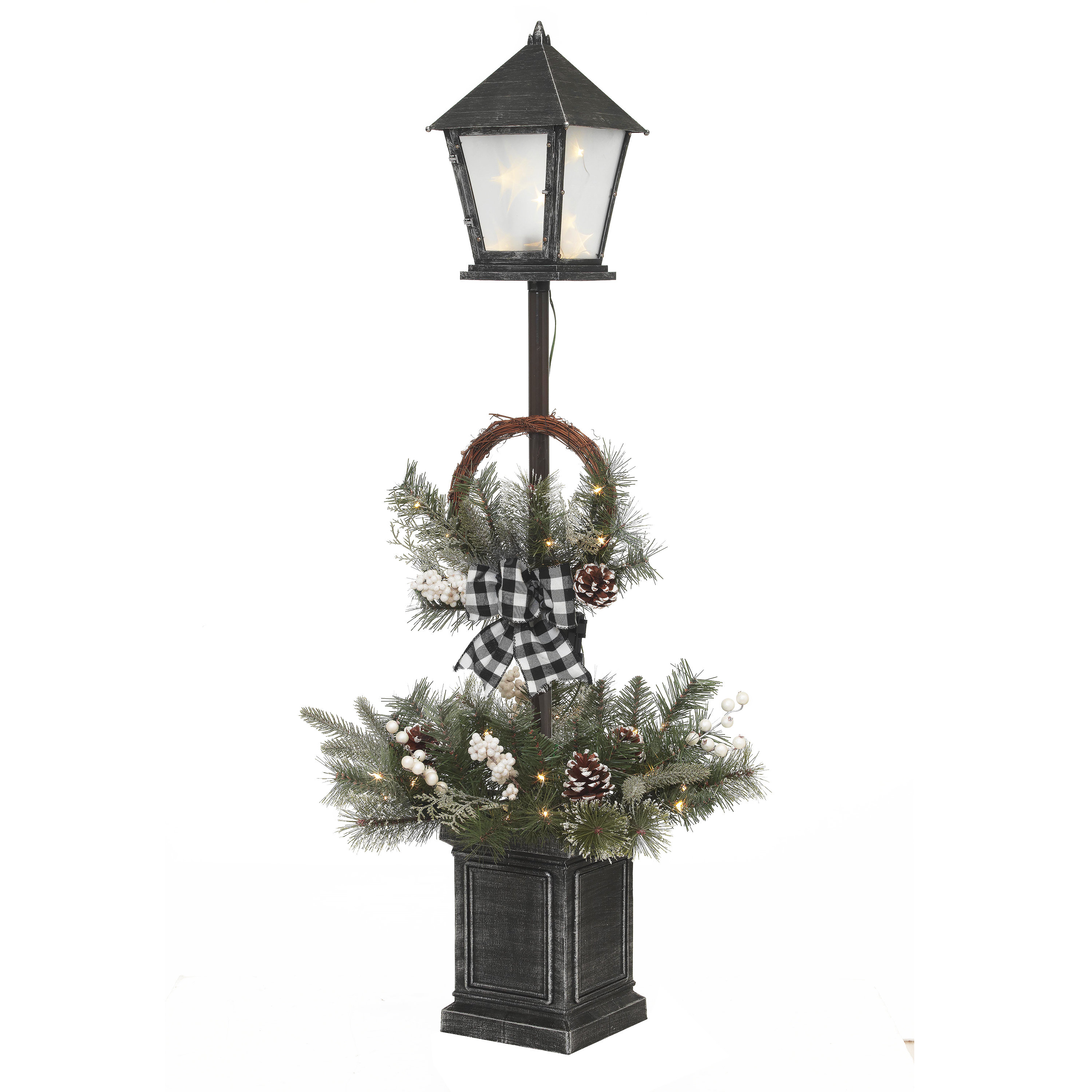 The Holiday Aisle® 4 Ft. Pre Lit Led Pine Lantern Pole Porch Tree | Wayfair