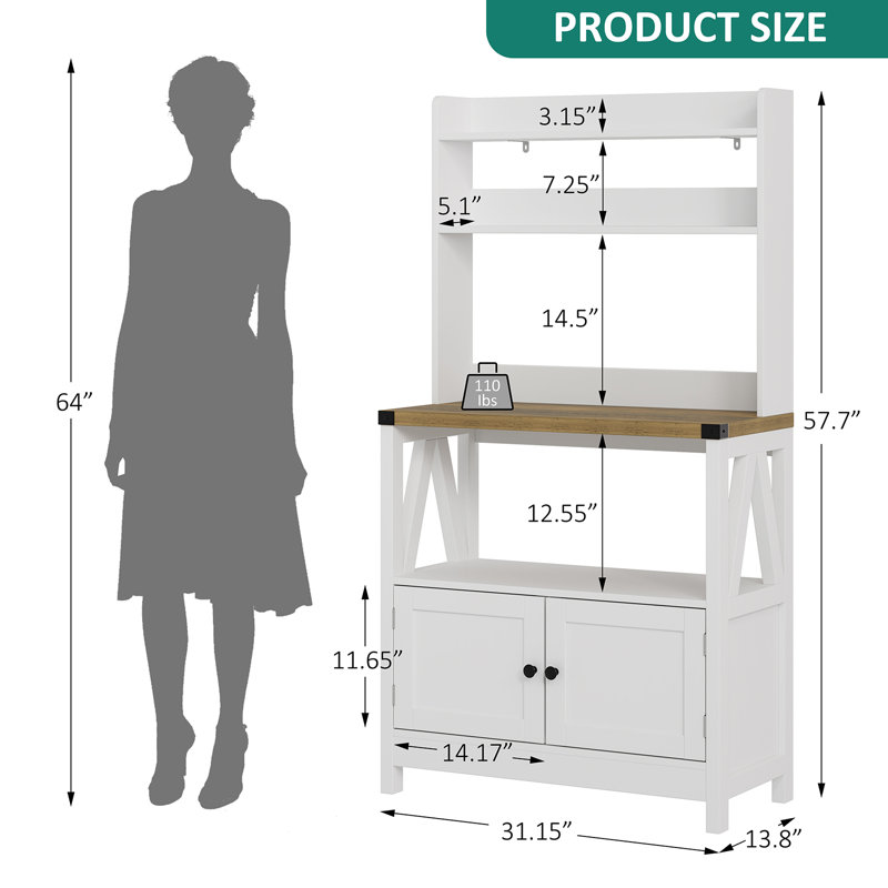 Gracie Oaks Bolesworth 31.15'' Wood Standard Baker's Rack with ...