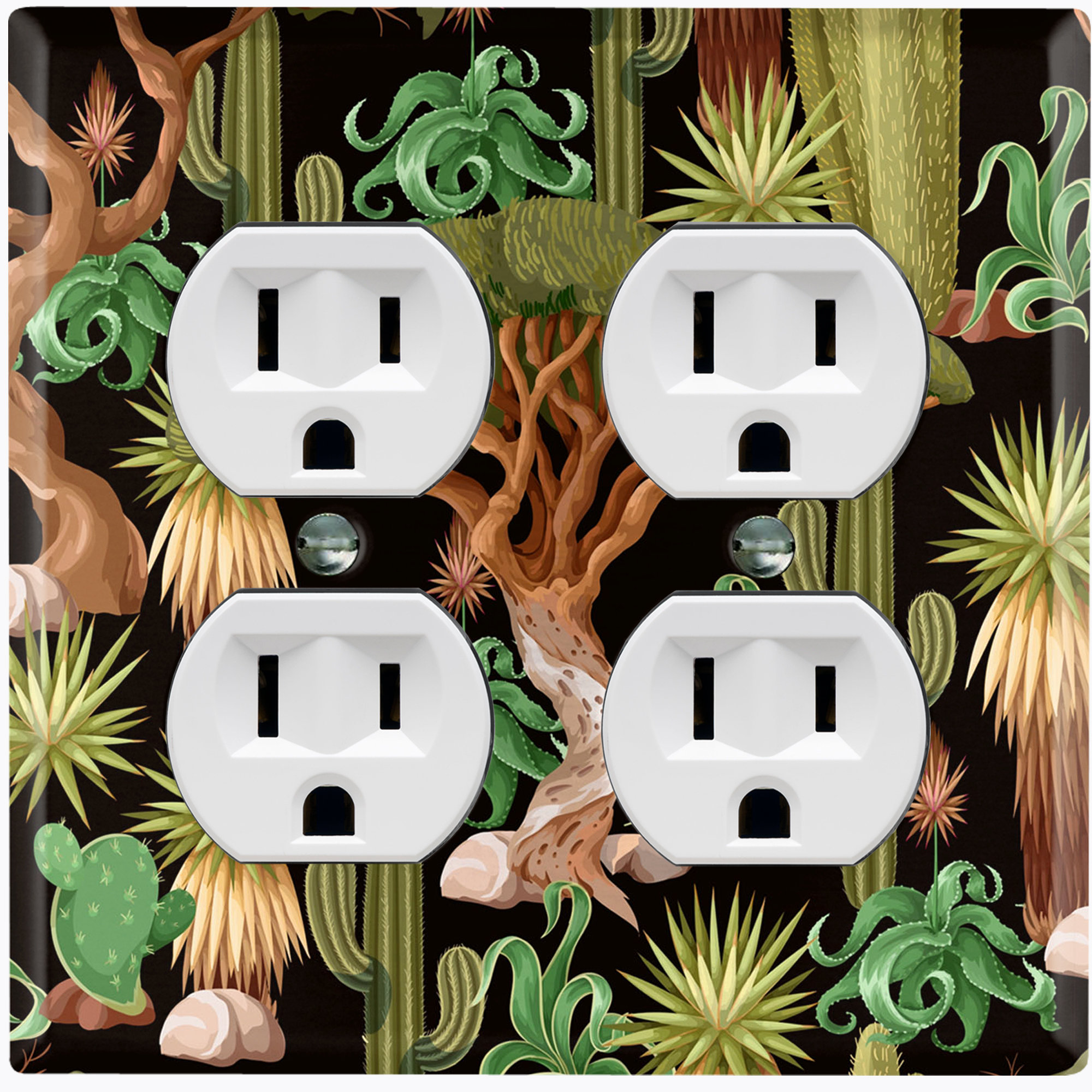 WorldAcc Metal Light Switch Plate Outlet Cover (Green Tree Desert Palm ...