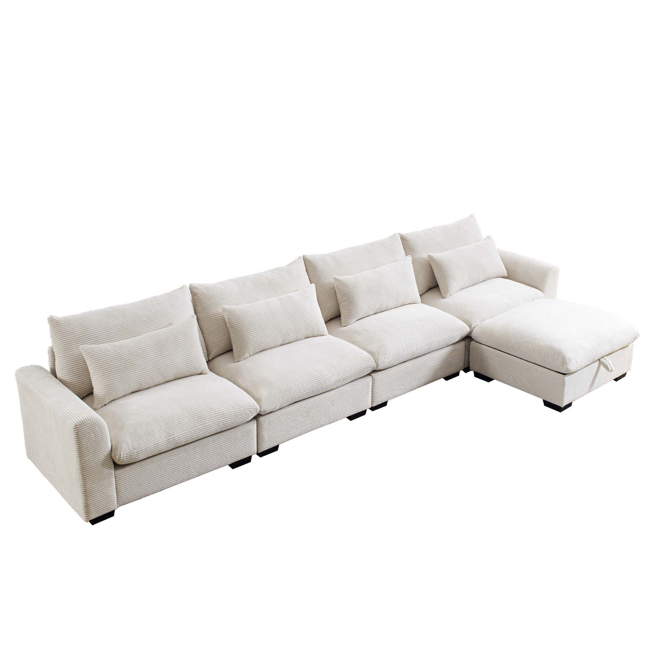 Latitude Run® Large L Shape Sectional 4 Seat Sofa With Ottoman And 4 ...