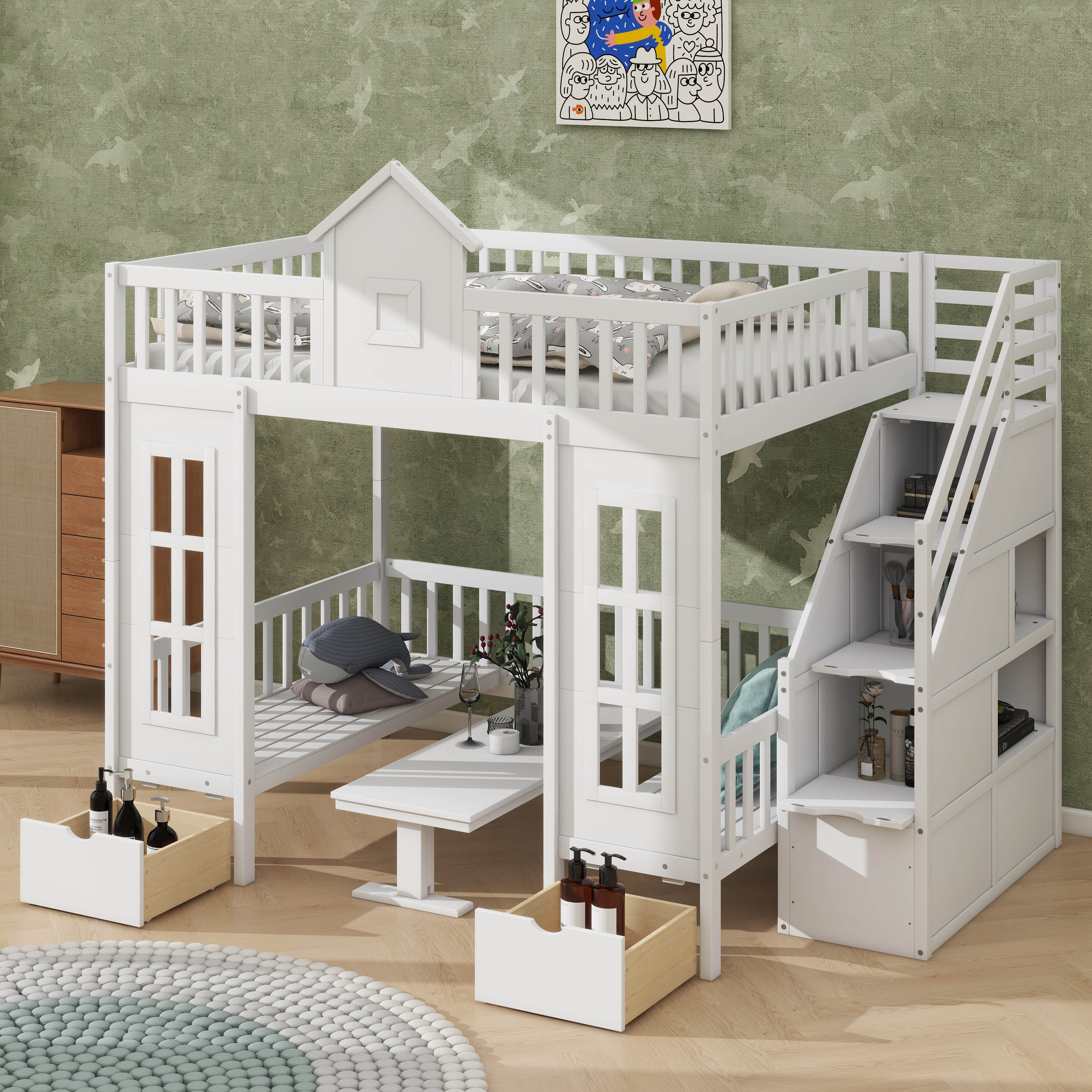 Harper Orchard A Full-Size Over Full-Size Bunk Bed With A Convertible ...