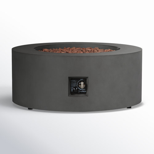 AEGEAN 36" Round Steel Propane or Natural Gas Fire Pit Table by Real ...