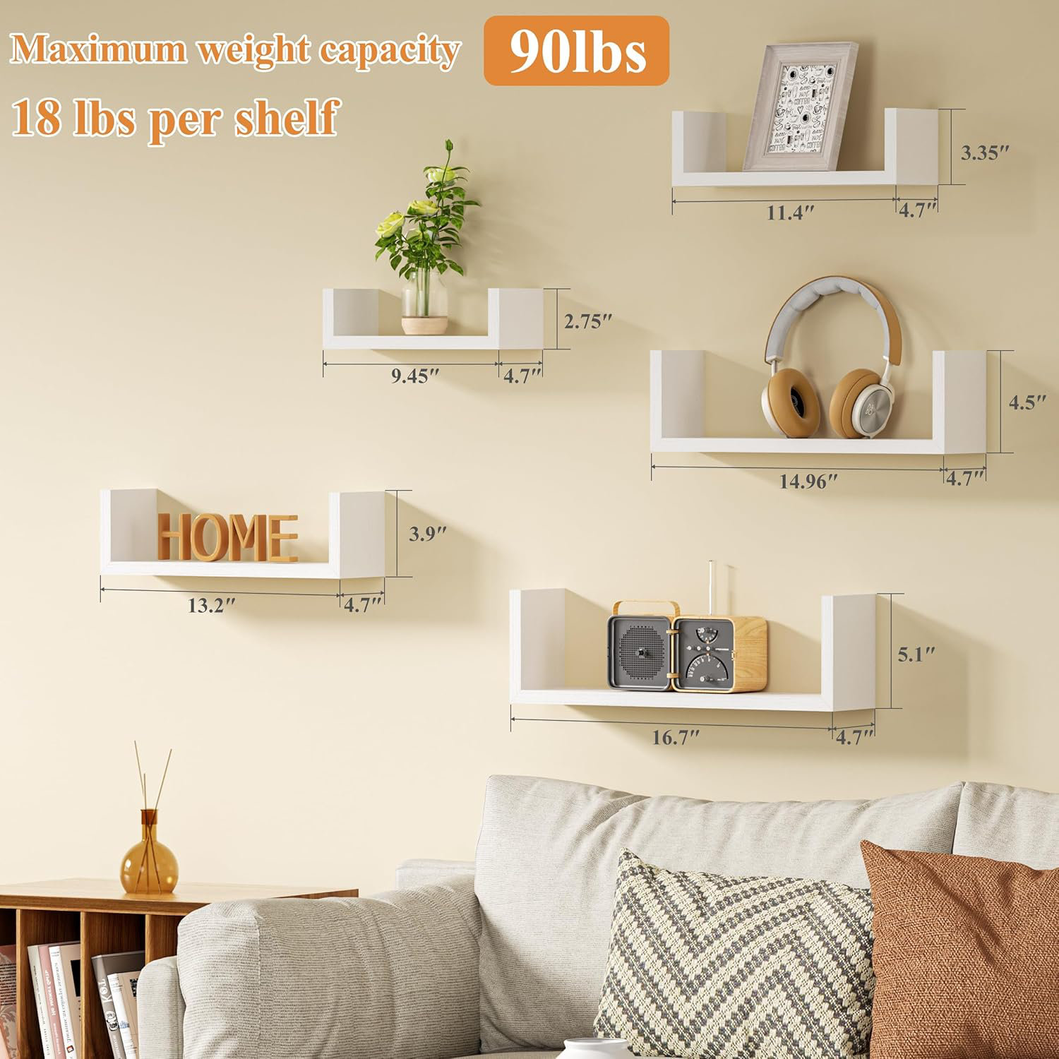 Latitude Run® Floating Shelves For Wall, Wall Shelves For Bathroom ...