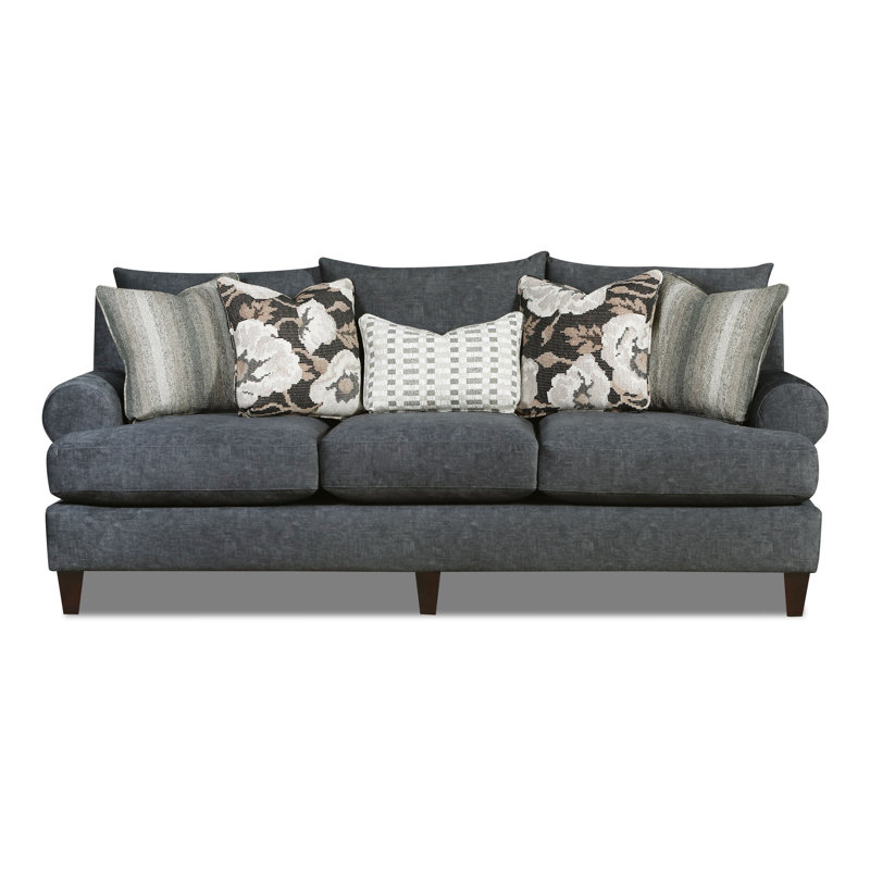Southern Home Furnishings 98" Round Arm Sofa with Reversible Cushions ...