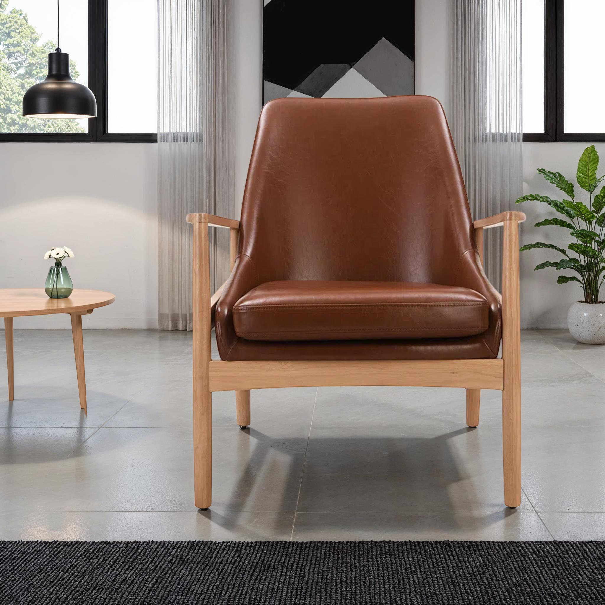 George Oliver Cozy High-Back Armchair Reading Lounge Chair with Solid ...