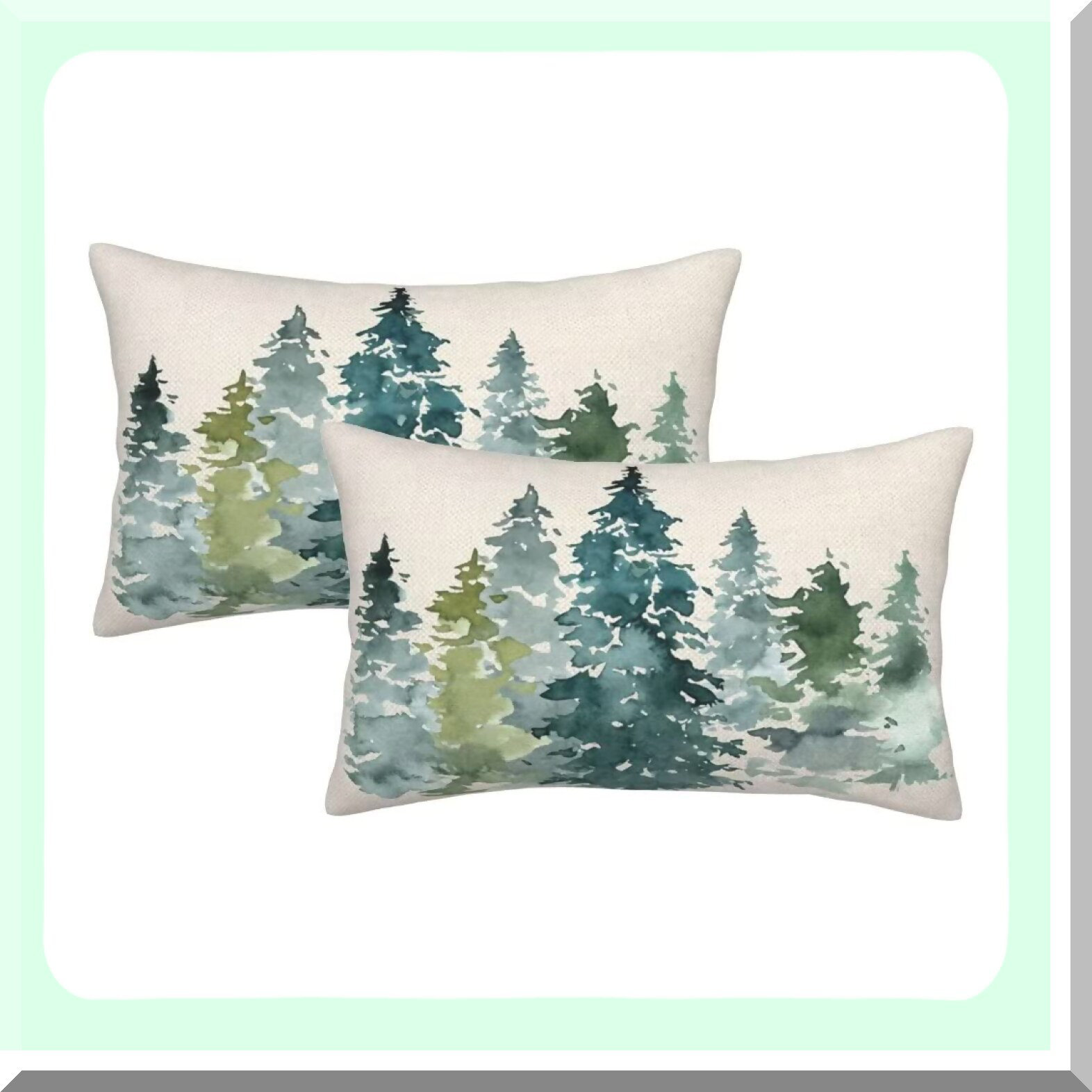 BRBCA Forest Nature Pillowcase Set - Watercolor Tree Decor for Indoor ...